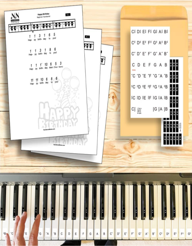 Numbered CLASSIC NUMBERS Piano Keyboard Stickers - Numbered Notes™