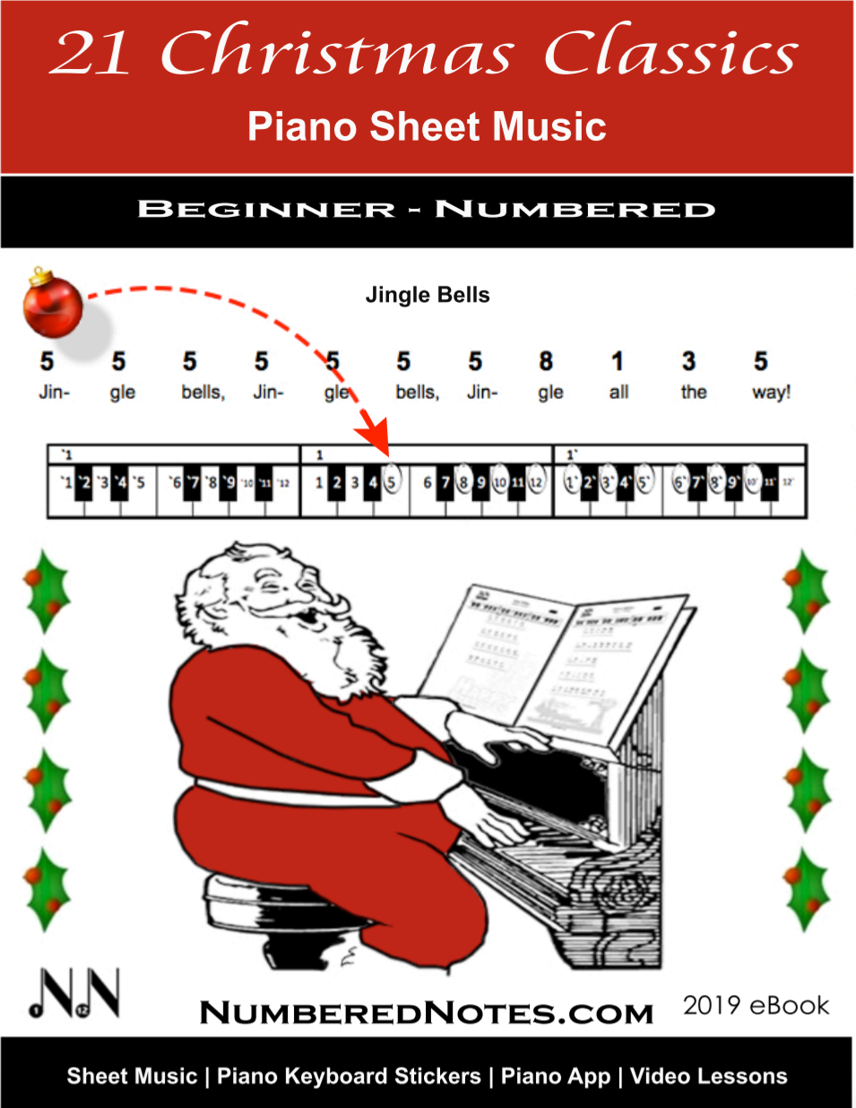 Christmas eBook - Piano Sheet Music - Numbered Notes™ Piano Stickers